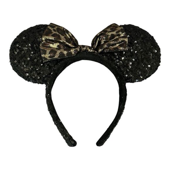Disney | Accessories | Disneyblack Leopard Bow Minnie Ears Headband Tag ...